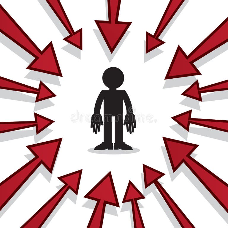 Figure Standing Arrows Pointing Stock Vector - Illustration of pointing ...