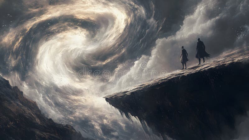 Figure at Edge of Abyss Facing Swirling Void Stock Image - Image of ...