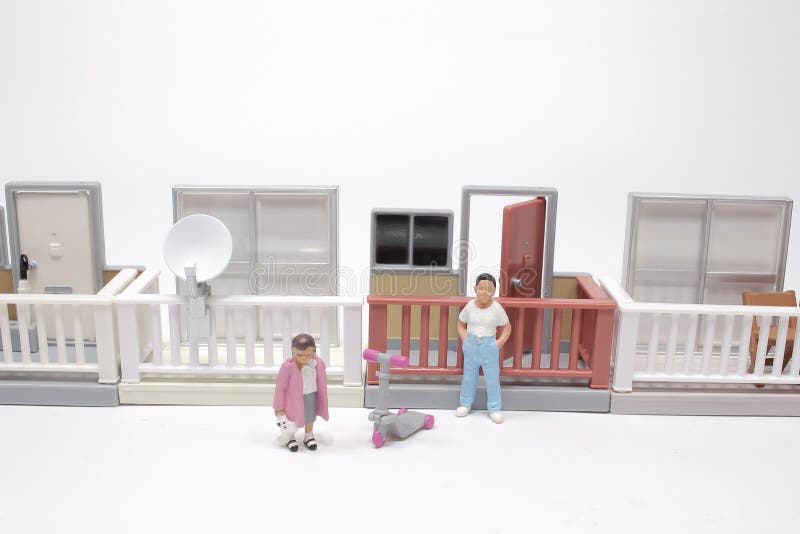 Figure Standing Model House Model As Background Real Estate Stock Image ...