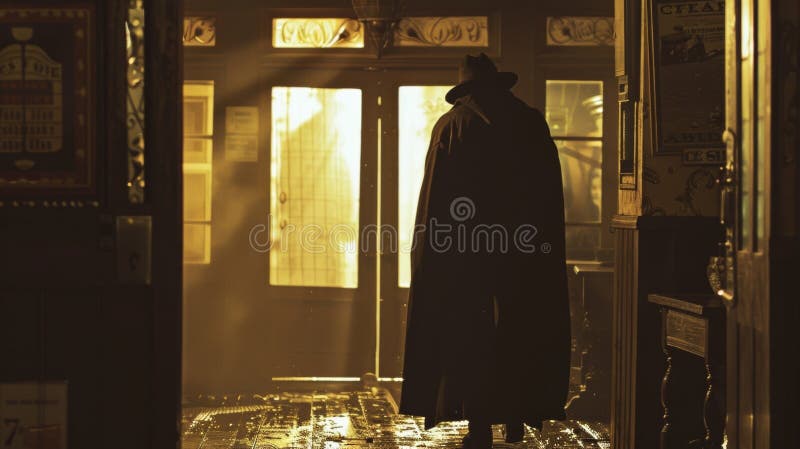 A Figure Stands with Back Turned Silhouette Outlined by the Warm Light ...