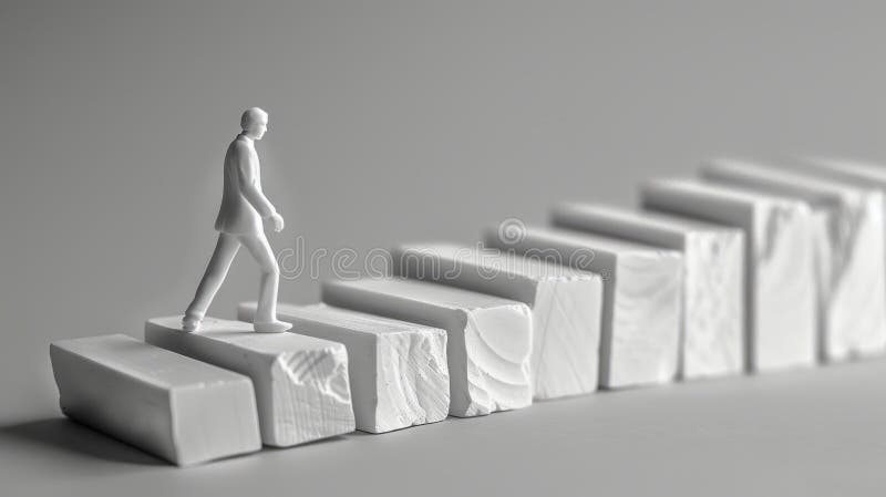 Figure Walking Up Stairs Symbolizing Progress and Growth. Stock Photo ...