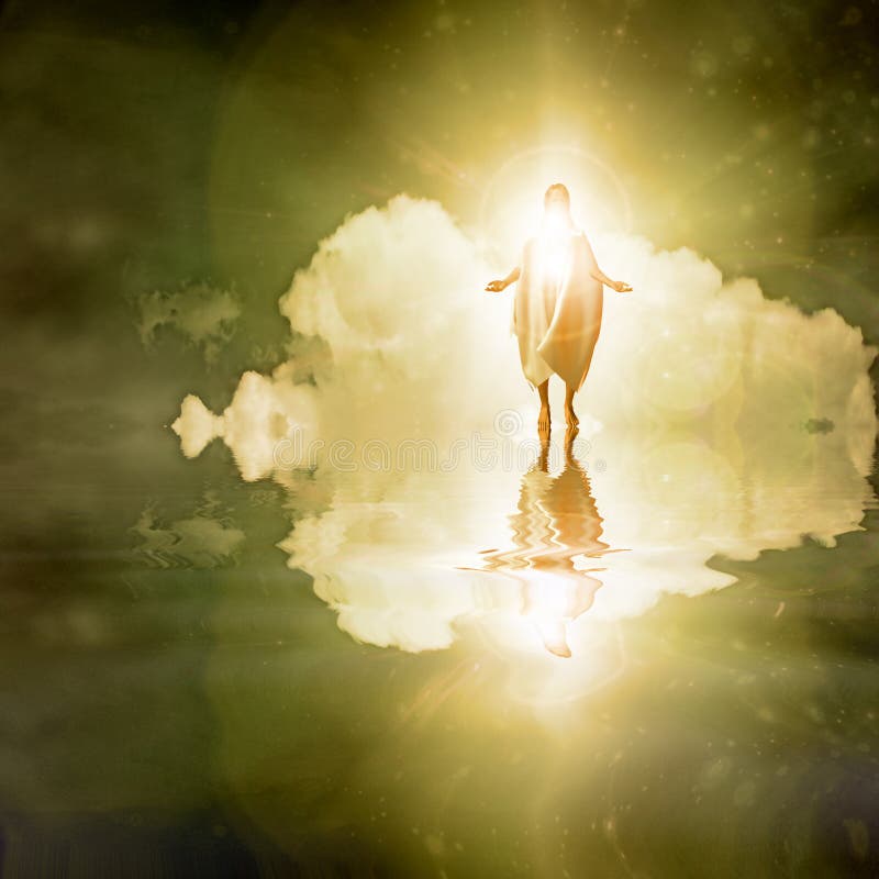 Figure walks on water stock illustration. Illustration of biblical ...