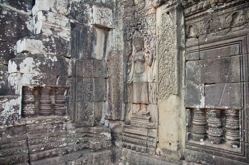 Figure on the Wall of One of the Temple of Angkor Stock Image - Image ...