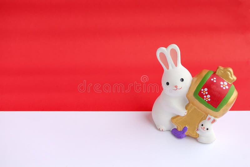 Figure of White Rabbit on Red Background. Chinese New Year 2023 of the ...