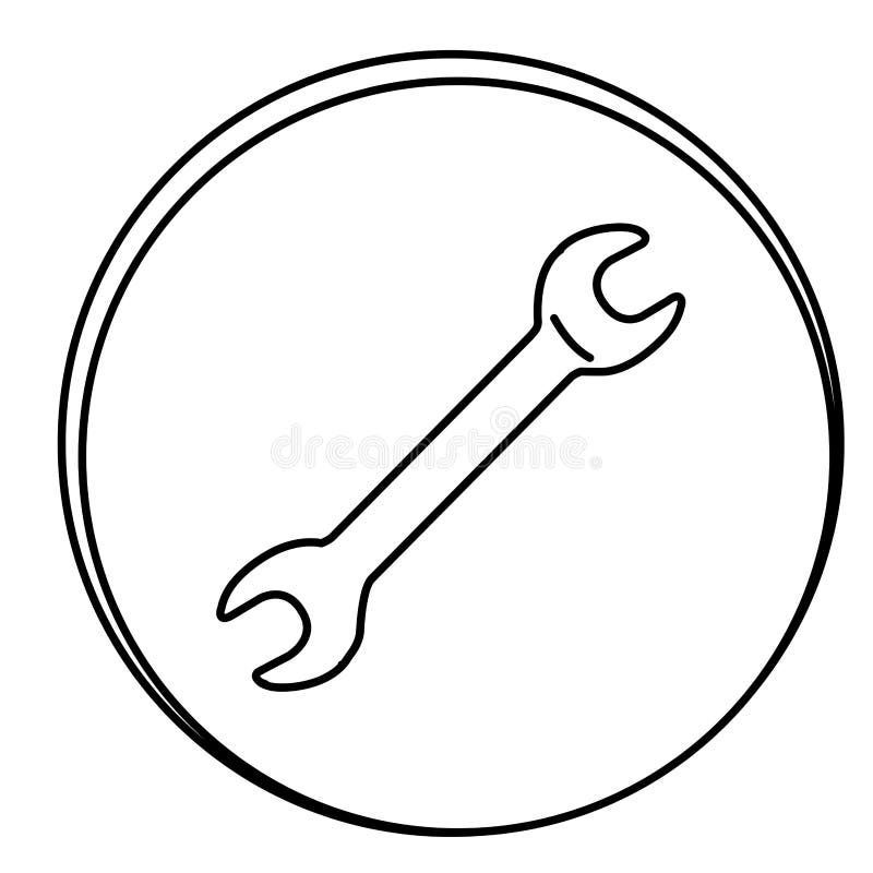 Red wrench emblem icon stock illustration. Illustration of contractor ...