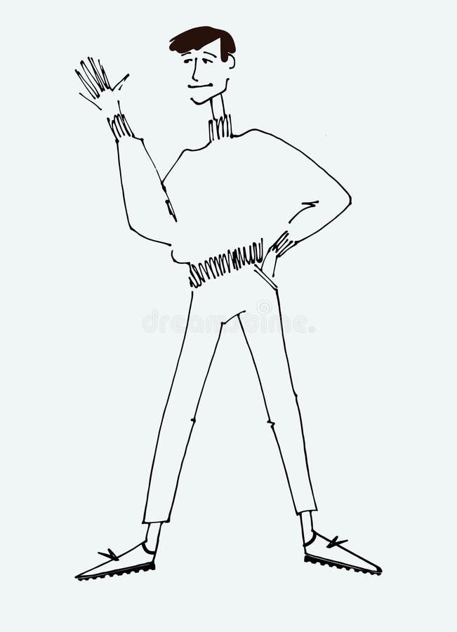 Figure of a Young Man Waving. Flat Style, Isolated Vector Element Stock ...
