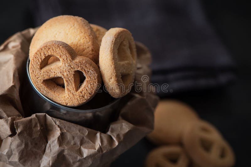 Butter Cookies are Folded in a Can of Tin and in a Paper Bag Stock ...
