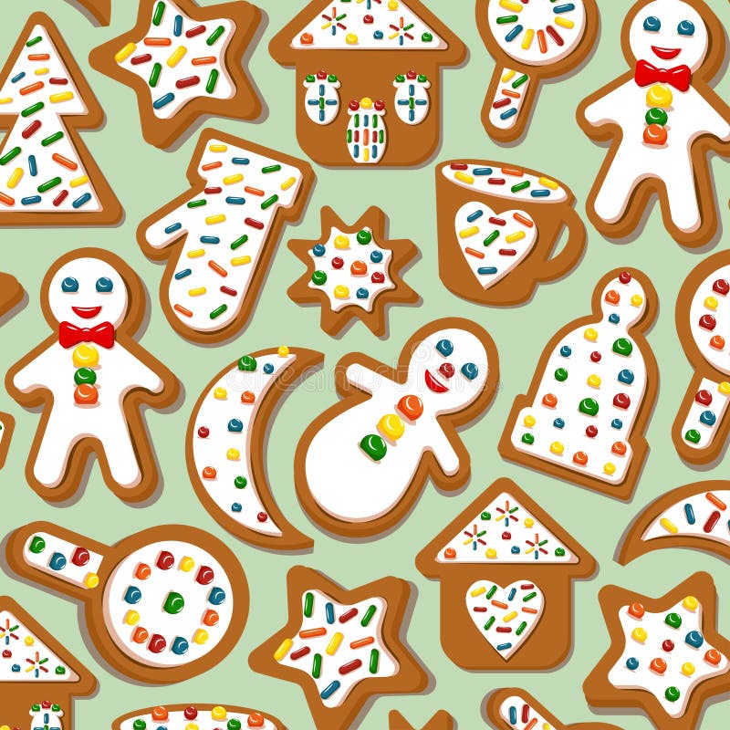 Figured Cookies with Sugar Icing. Festive Texture Stock Vector ...