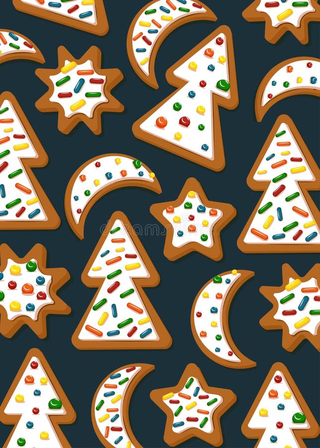 Figured Cookies with Sugar Icing. Festive Texture Stock Vector ...
