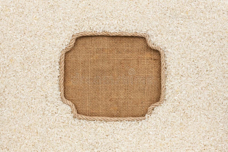 Figured Frame Made of Rope with Rice Grains on Sackcloth Stock Image ...