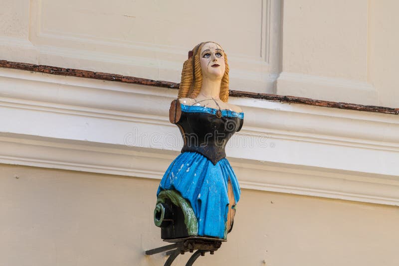 Figurehead Woman on Housefacade Stock Image - Image of blue, sculpture ...