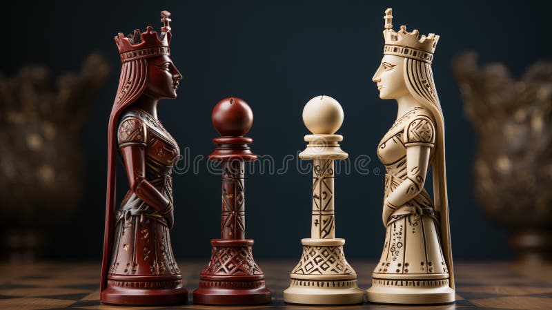 Figures of the Black and White Queens on the Chess Board Stock ...