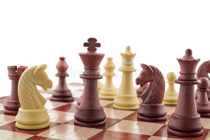 Figures of Chess Chessboard on White Background Stock Photo - Image of ...
