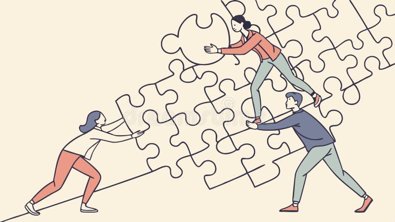 Figures Climbing Puzzle Teamwork Challenge Vector, Vector Design Generative AI Stock Vector ...