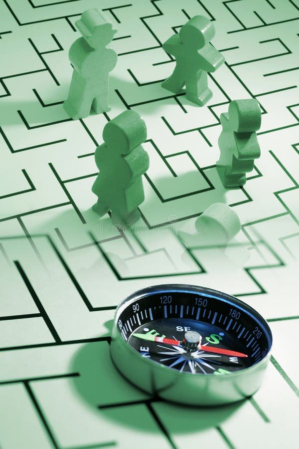 Figures and Compass on Labyrinth Stock Image - Image of cast, still ...