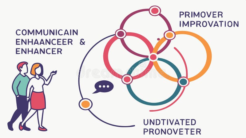 Figures with Connected Circles and Text COMMUNICAIN ENHAANCEER Vector ...