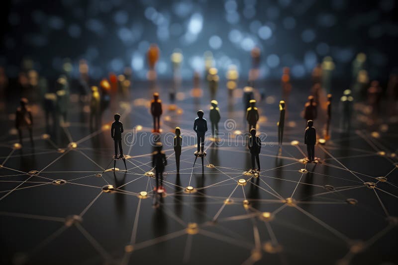 Figures Connected by Lines on a Network, Symbolizing Digital Social or ...