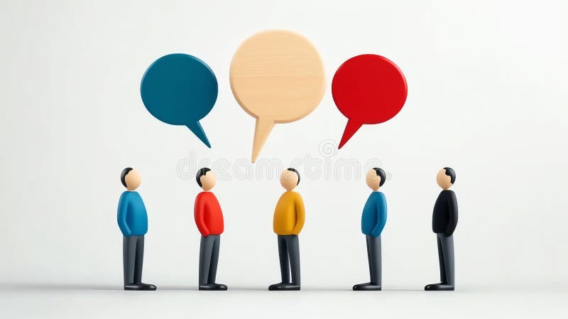 Figures Engaged in Conversation with Speech Bubbles Stock Illustration ...