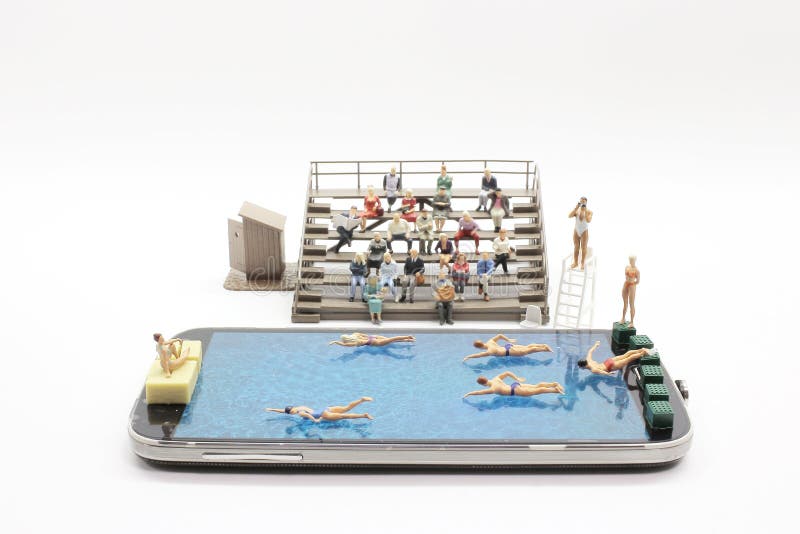 A Figures are Enjoy To Swimming Mobile Phone Stock Photo - Image of ...