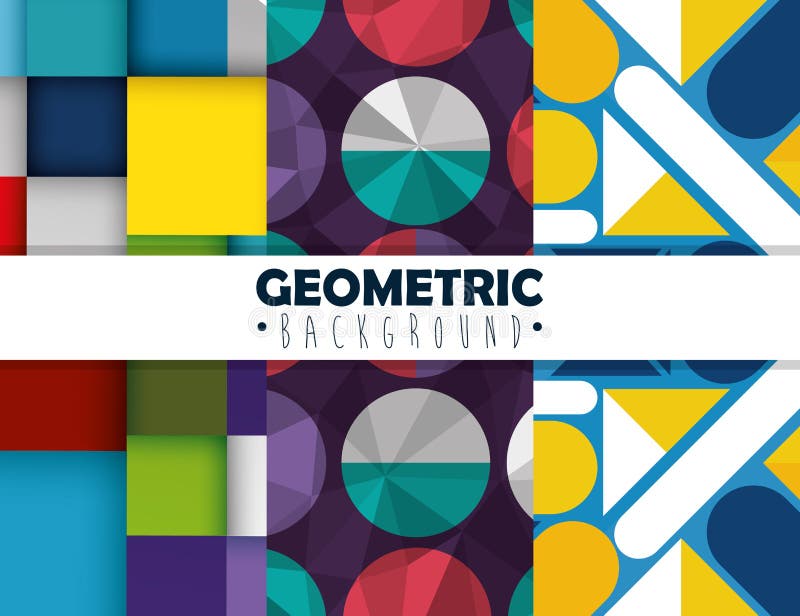 Figures Geometrics and Colors Set Backgrounds Stock Vector ...