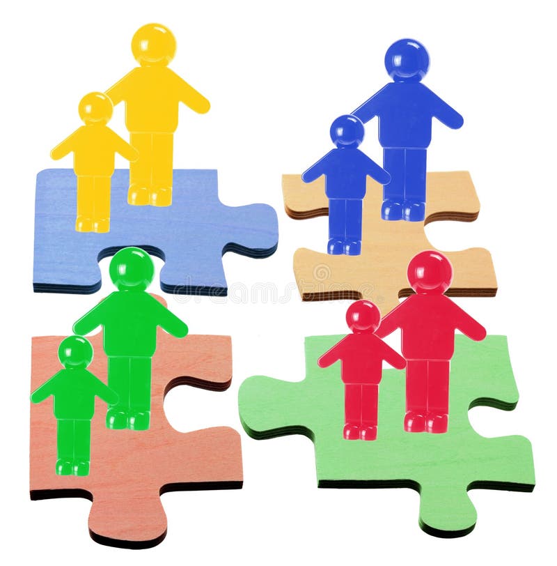 Figures on Jigsaw Puzzle Pieces Stock Photo - Image of recreation ...