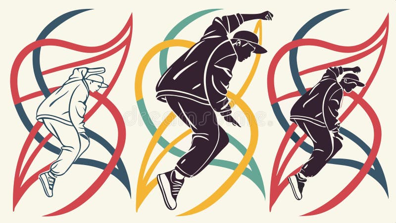 Figures Leaping or Dancing with Abstract Patterns Symbolizing Freedom ...