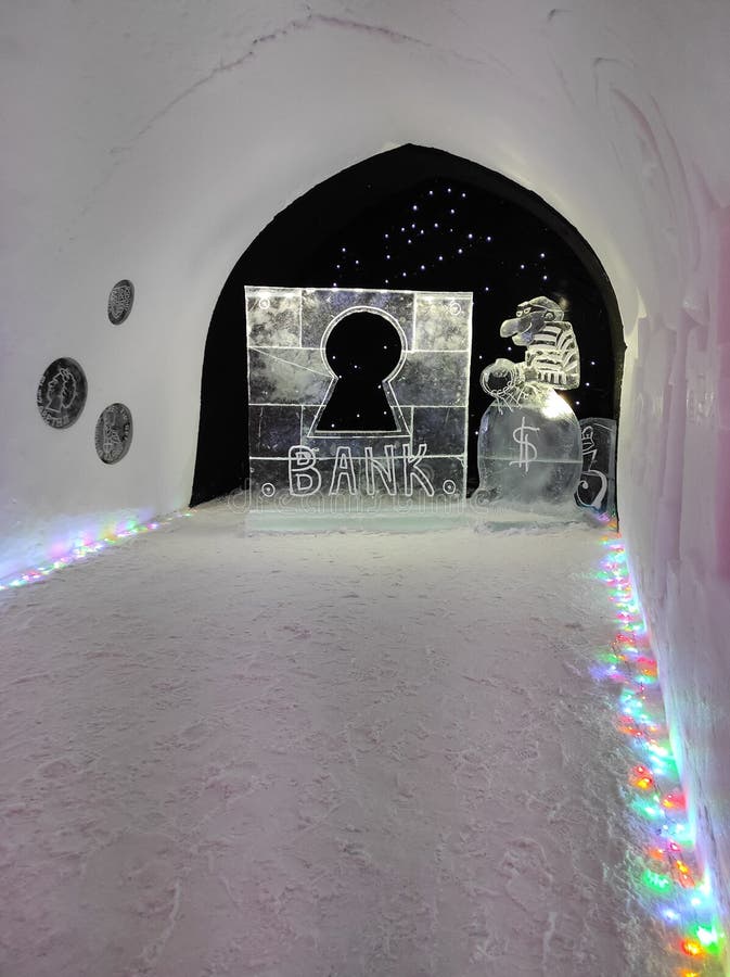 Figures Made of Ice Under Multi-colored Lighting Stock Photo - Image of ...