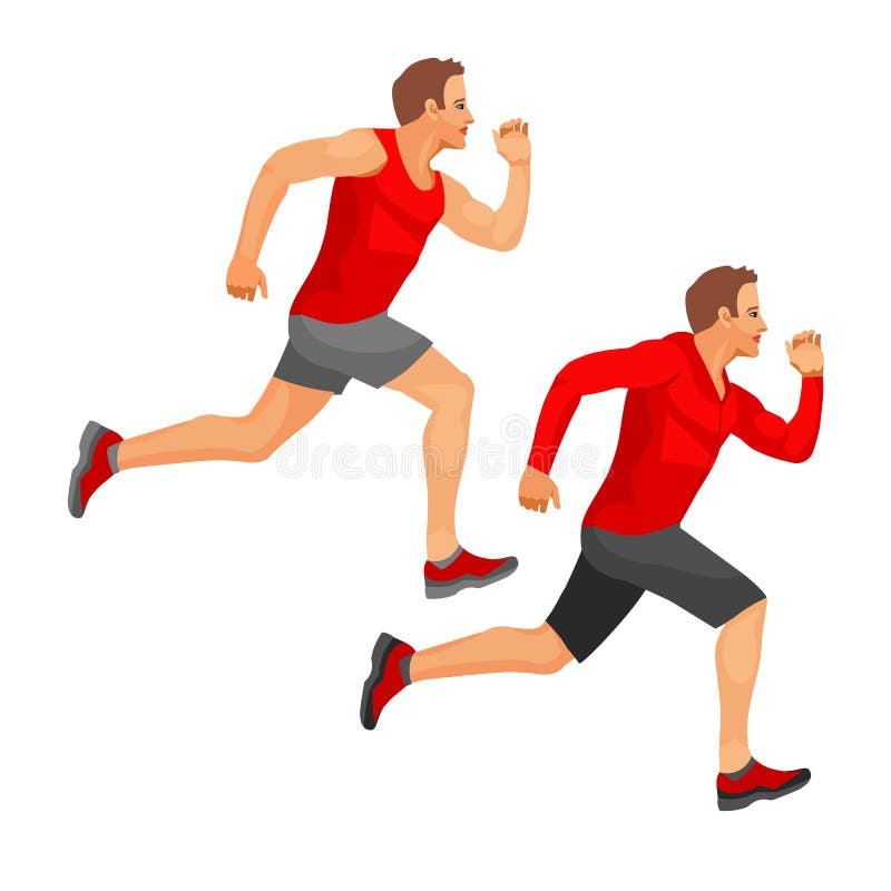 Figures of a Man Running in Profile in Red Sportswear Stock Vector ...