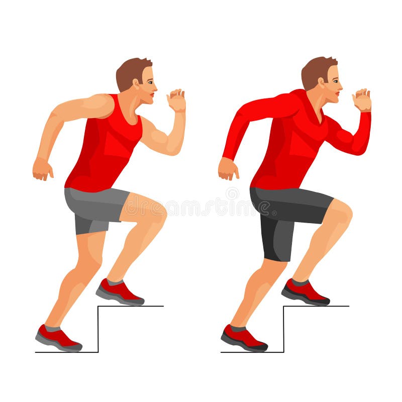 Figures of Men Running Up the Stairs Stock Vector - Illustration of ...