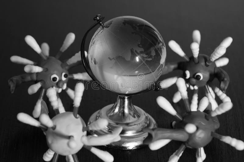 Figures of Multi-colored Viruses on the Table. Next To it is a Small ...