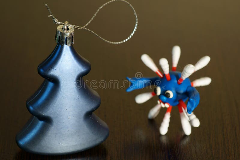 Figures of Multi-colored Viruses on the Table. There is a Small ...