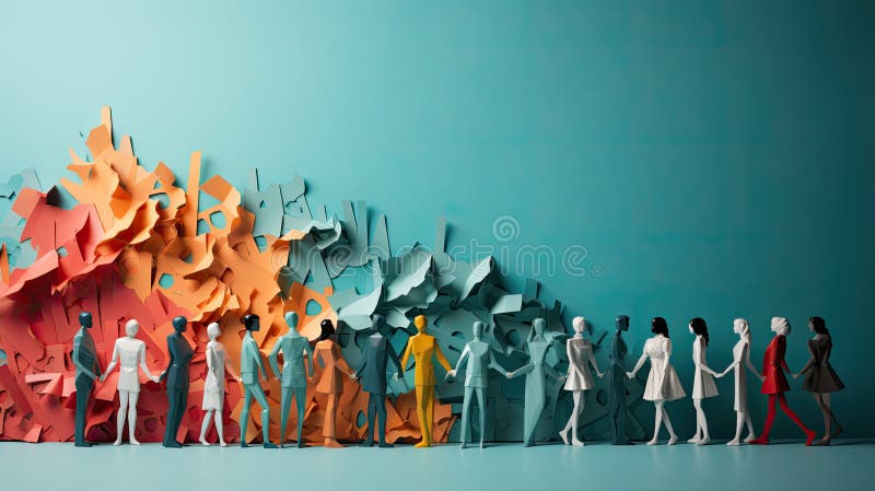 Figures of People Holding Hands on an Abstract Background. a Place for ...