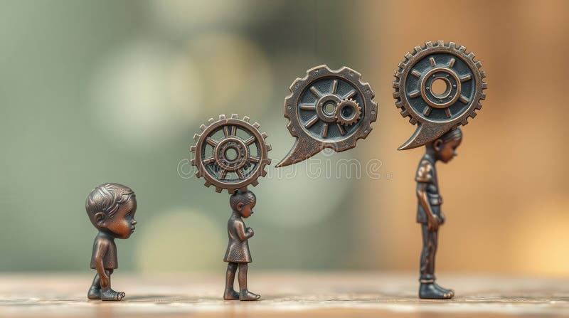 Figures Representing Growth and Communication through Gears in a ...