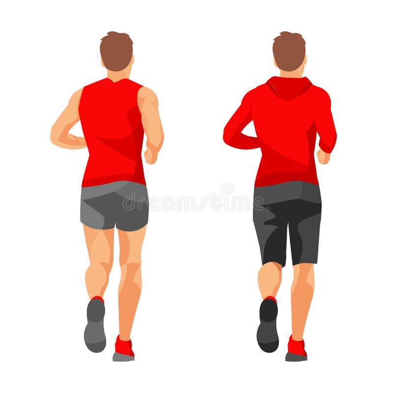 Figures of Men Running Out with Their Hands Raised in a Red Dress Stock ...