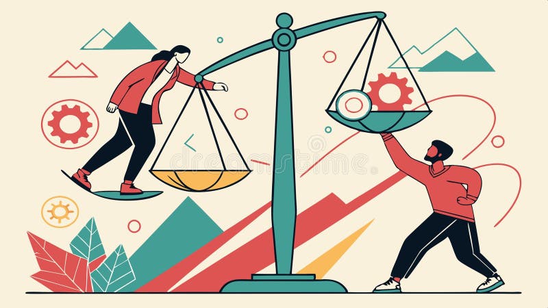 Figures on a Scale Balancing Elements Symbolizing Justice or Equality ...