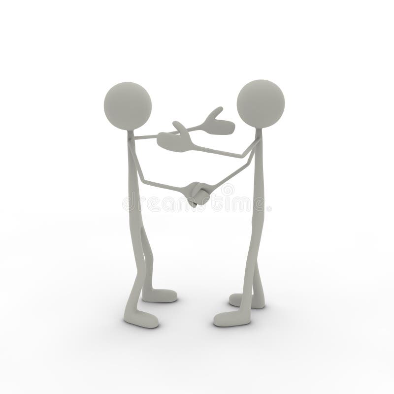 Figures Shaking Hands with Arms Up Stock Illustration - Illustration of ...