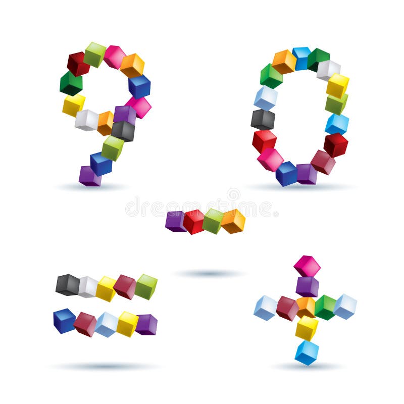 Figures and Signs Made of Colored Blocks Stock Vector - Illustration of ...