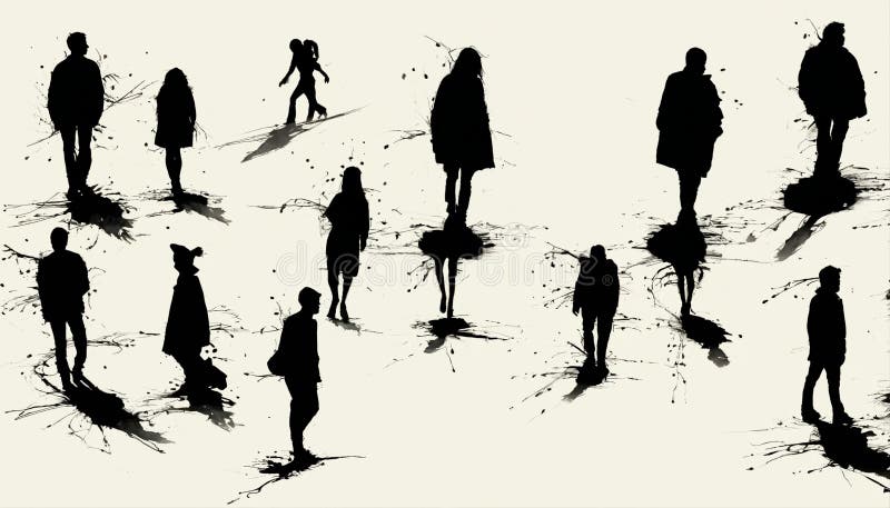 Figures, Silhouettes of People on a Light Background Stock Illustration ...