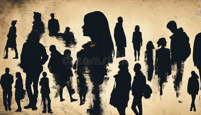 Figures, Silhouettes of People on a Light Background Stock Illustration ...
