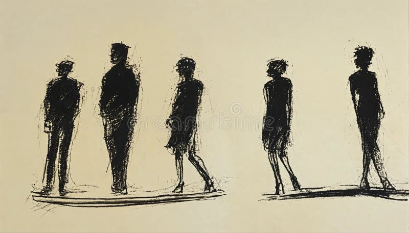 Figures, Silhouettes of People on a Light Background Stock Illustration ...