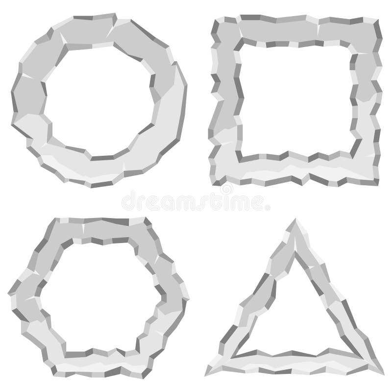 Figures from Stones, Frames from Stones. Realistic Stone Figures Stock ...