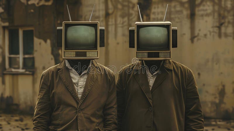 Figures with Television Heads Symbolizing Mind Control and the ...