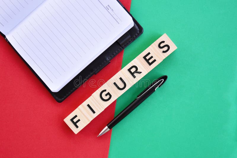 `Figures` Word on Wood Blocks with Red and Green Background Flat Lay ...