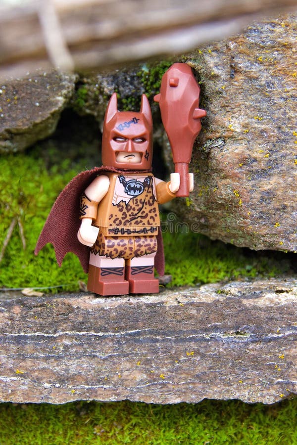 Figurine Crafted Out of Lego-style Pieces is Posed with a Spear in a ...