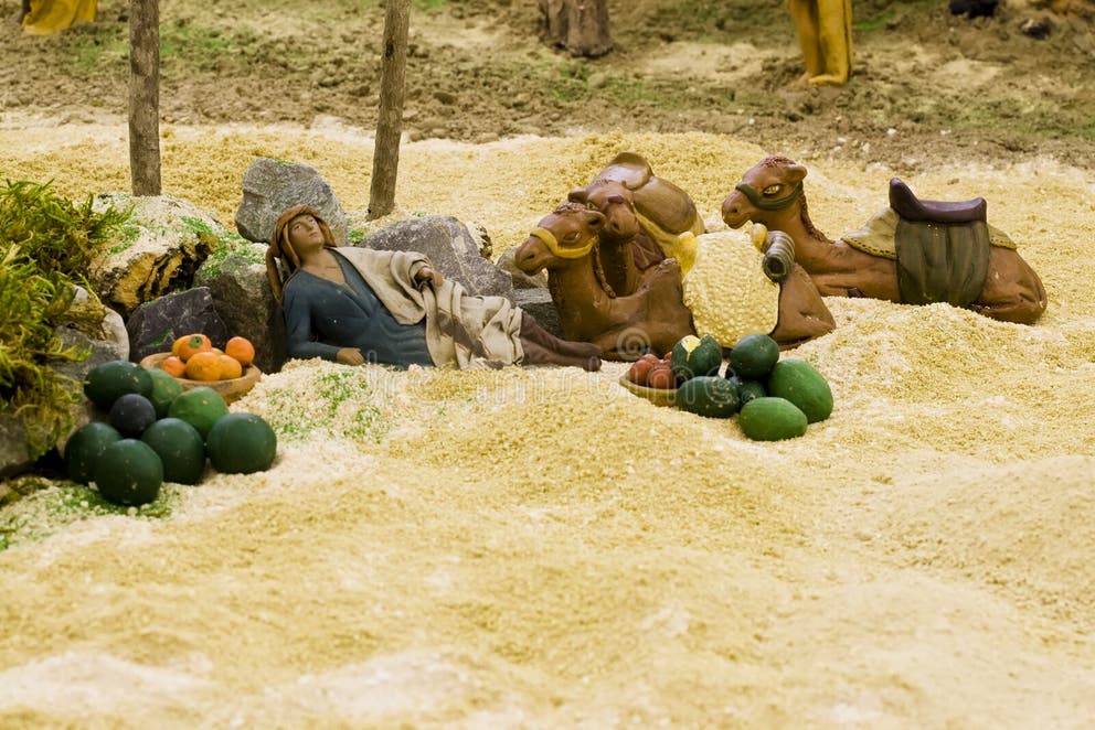 Figurine in crib scene stock image. Image of catholic - 11963467