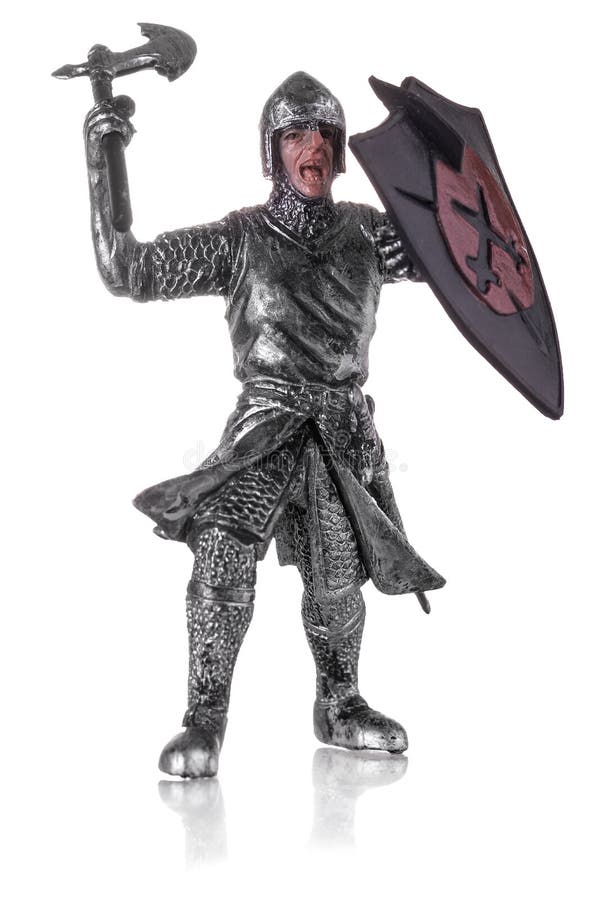 Figurine a Medieval Knight Isolated on White Stock Image - Image of ...
