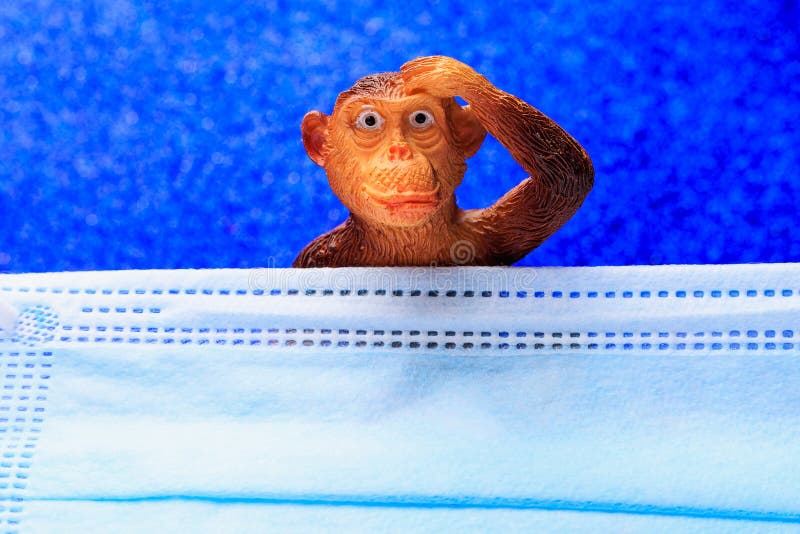 Figurine of a Monkey Behind a Medical Surgical Mask. the Concept of ...