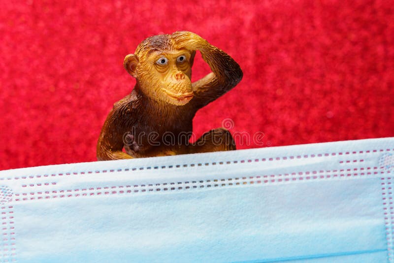 Figurine of a Monkey Behind a Medical Surgical Mask. the Concept of ...