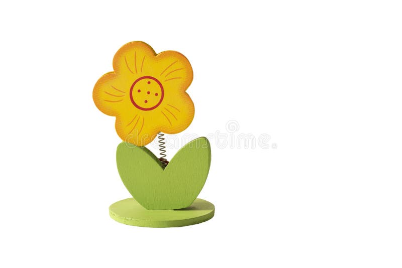 Figurine of a Yellow Flower Made of Wood. Isolate Stock Photo - Image ...