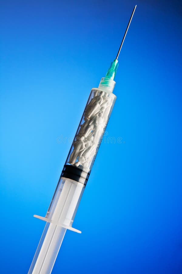 Figurines Placed Inside Syringe. Stock Image - Image of science, life ...